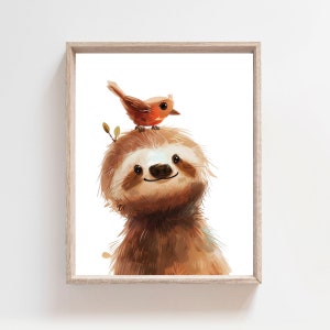 Sloth Poster, Watercolor Painting, Nursery Wall Art, Decor, Safari ...