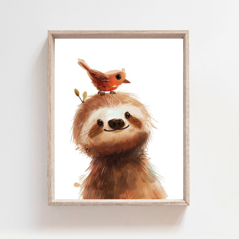 Sloth Poster, Watercolor Painting, Nursery Wall Art, Decor, Safari ...
