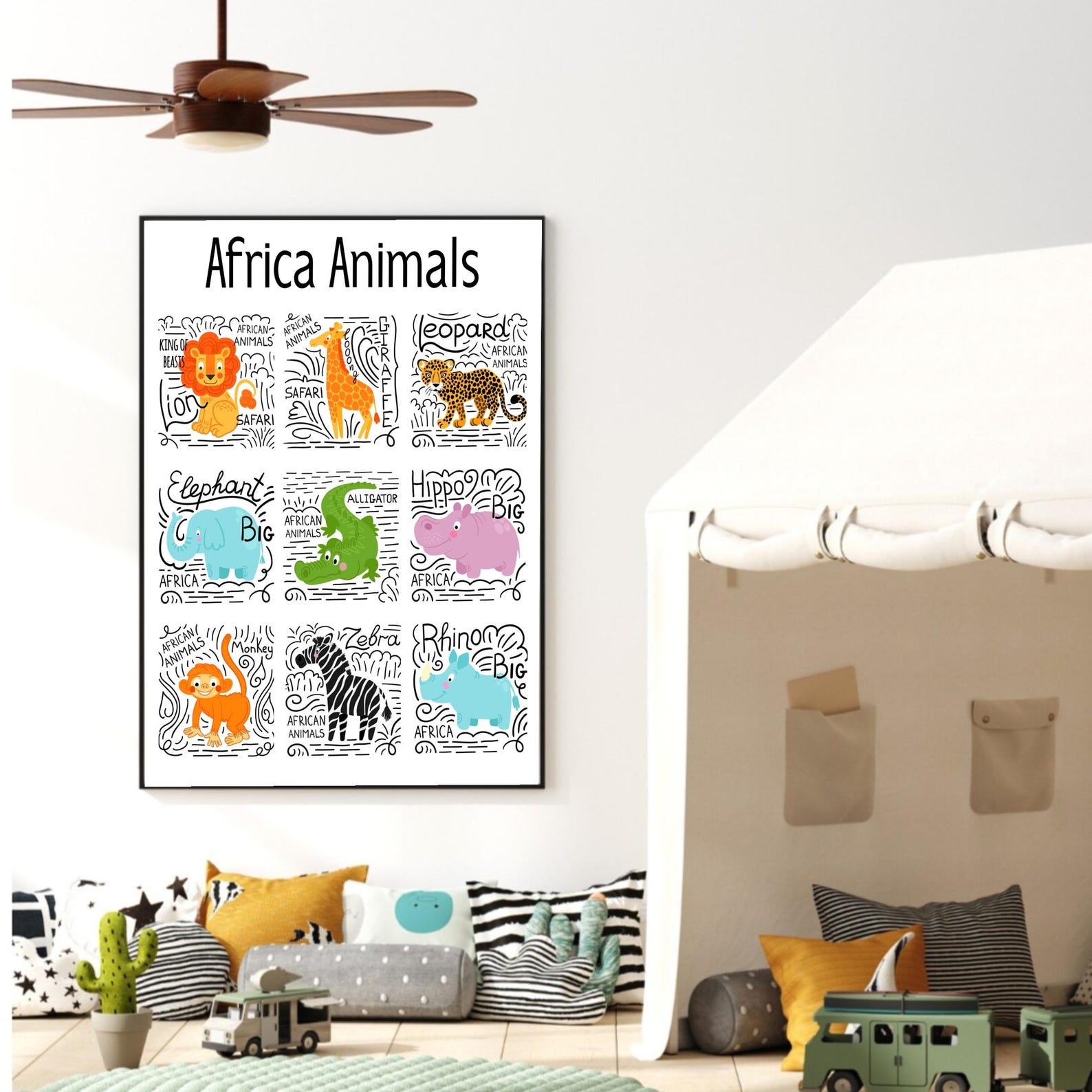 Africa Animals Poster, Printable Wall Art, Safari Animals, Safari Wall ...