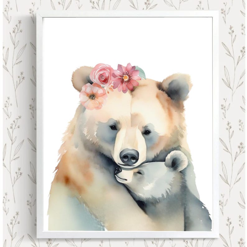 Mama Bear, Baby Bear, Nursery Print, Woodland Nursery Decor, Mom and ...