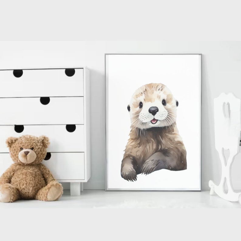 PRINTABLE, Otter Print, Watercolor Art, Printable Poster, Digital ...