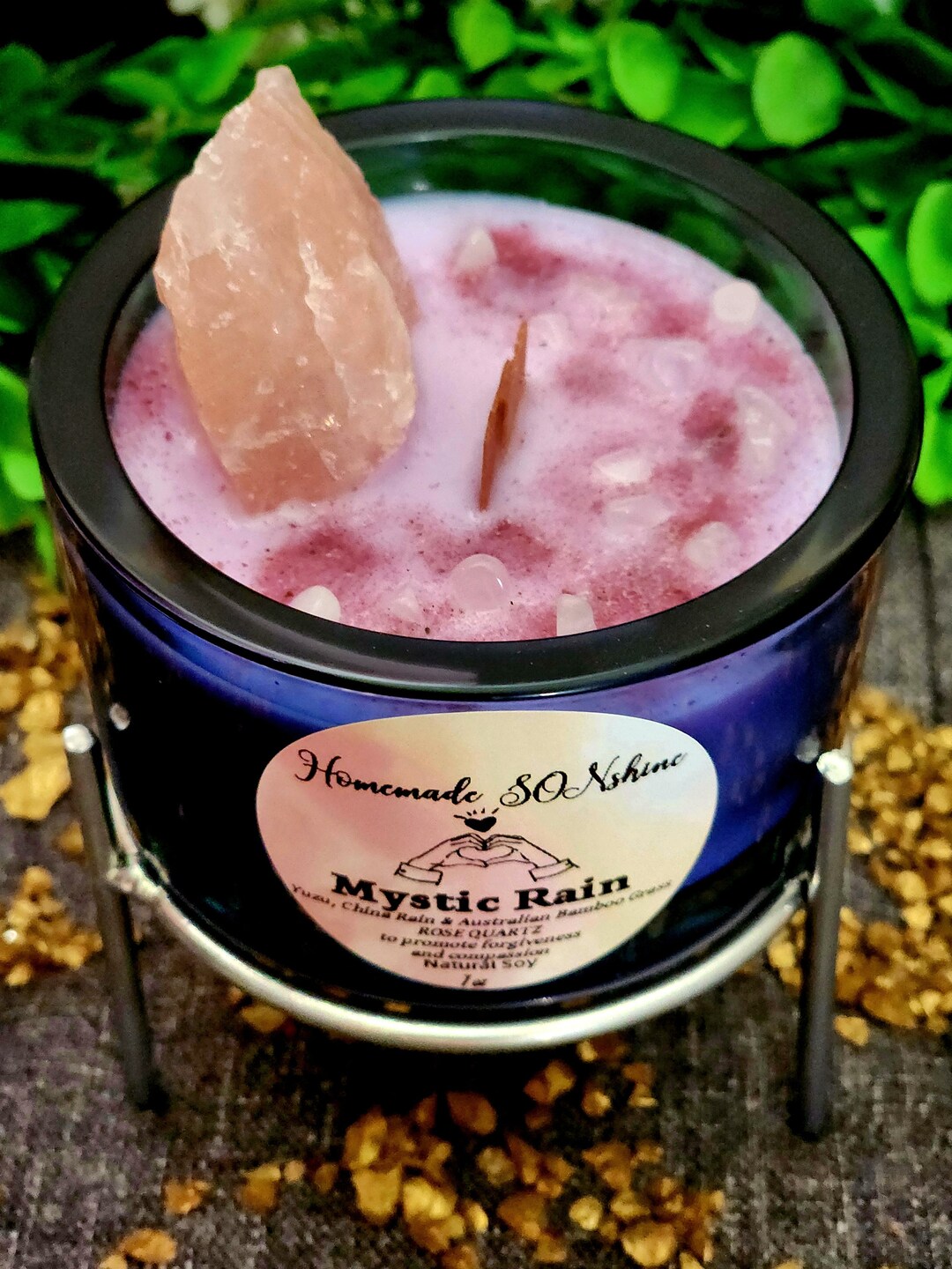 Rose Quartz Forgiveness Candle | Crystal Candle Gift | Wooden Wick ...