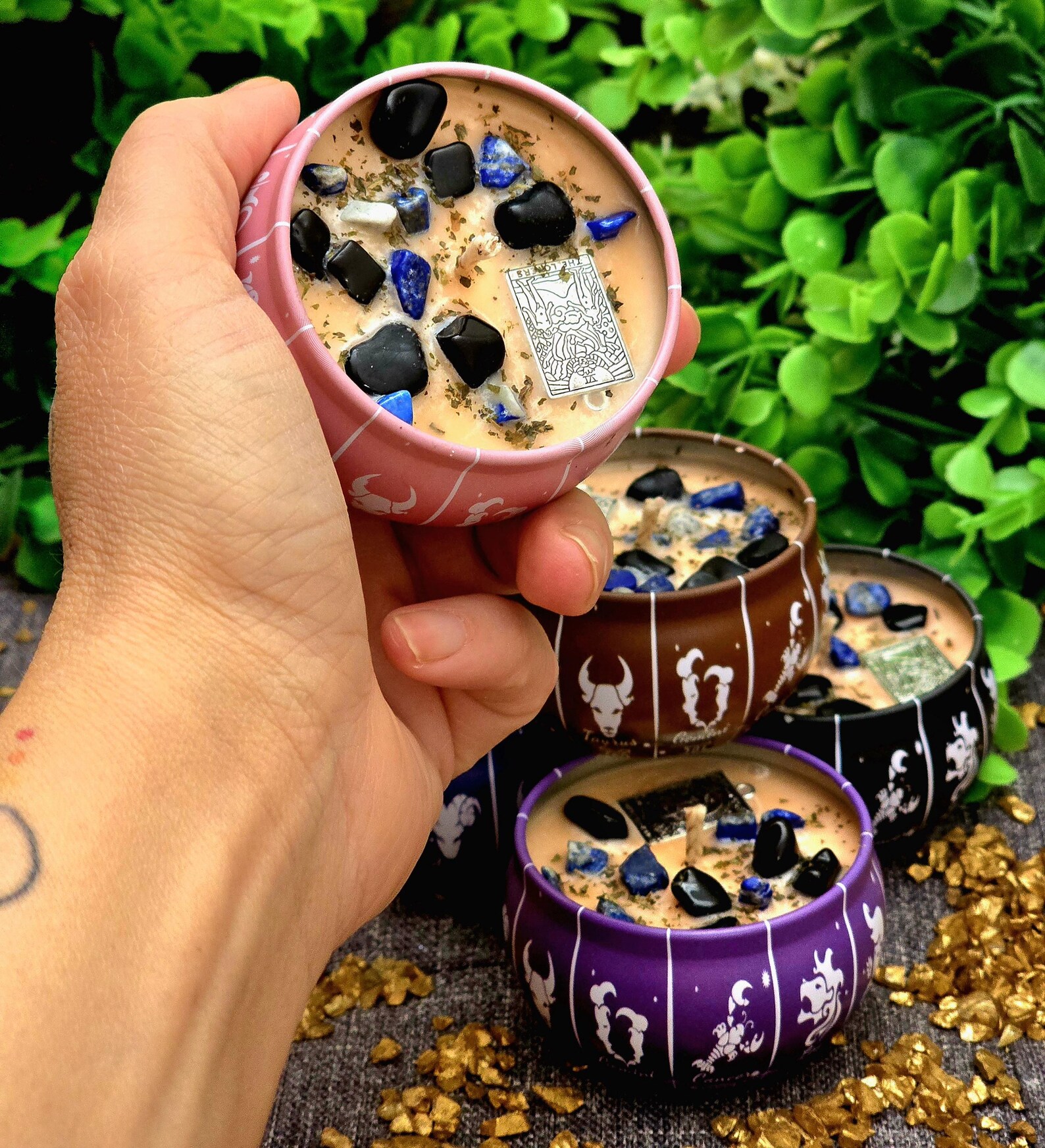 Self Discipline Candle Obsidian Block Negative Energy Sweet Pea Daisy ...