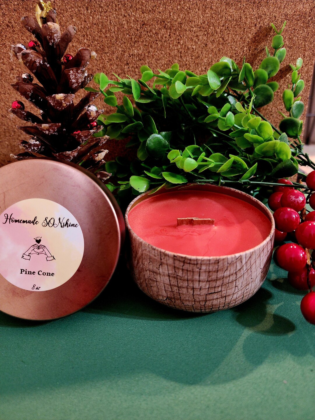 Pine Cone, Scented Candle, Wood Wick, Natural Soy, Decorative Tin - Etsy