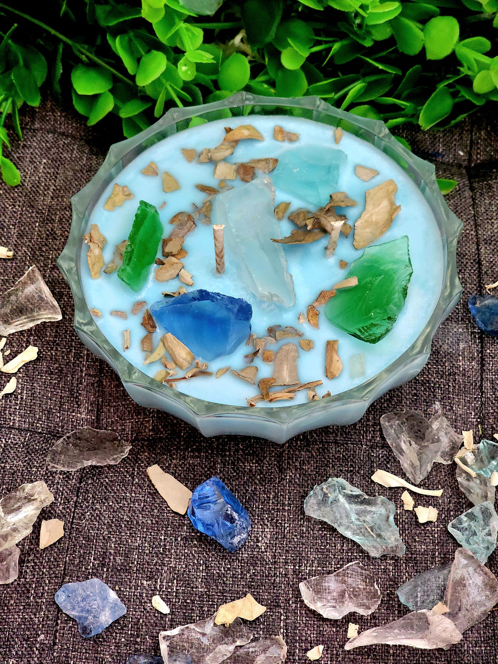 Sea Glass and Sage Beach Candle Double Wicks Gorgeous Glass Gift Mid ...