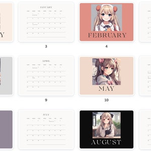 Cute Anime Girl Wall Calendar - Etsy