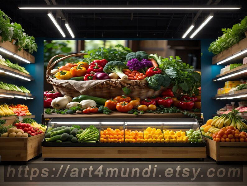 Colorful Vegetables Portrait Digital Wall Art for Room, AI Digital ...