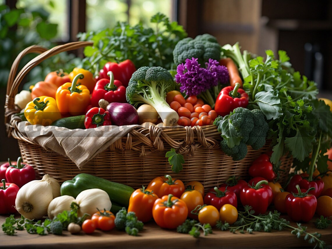 Colorful Vegetables Portrait Digital Wall Art for Room, AI Digital ...