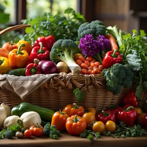 Colorful Vegetables Portrait Digital Wall Art for Room, AI Digital ...