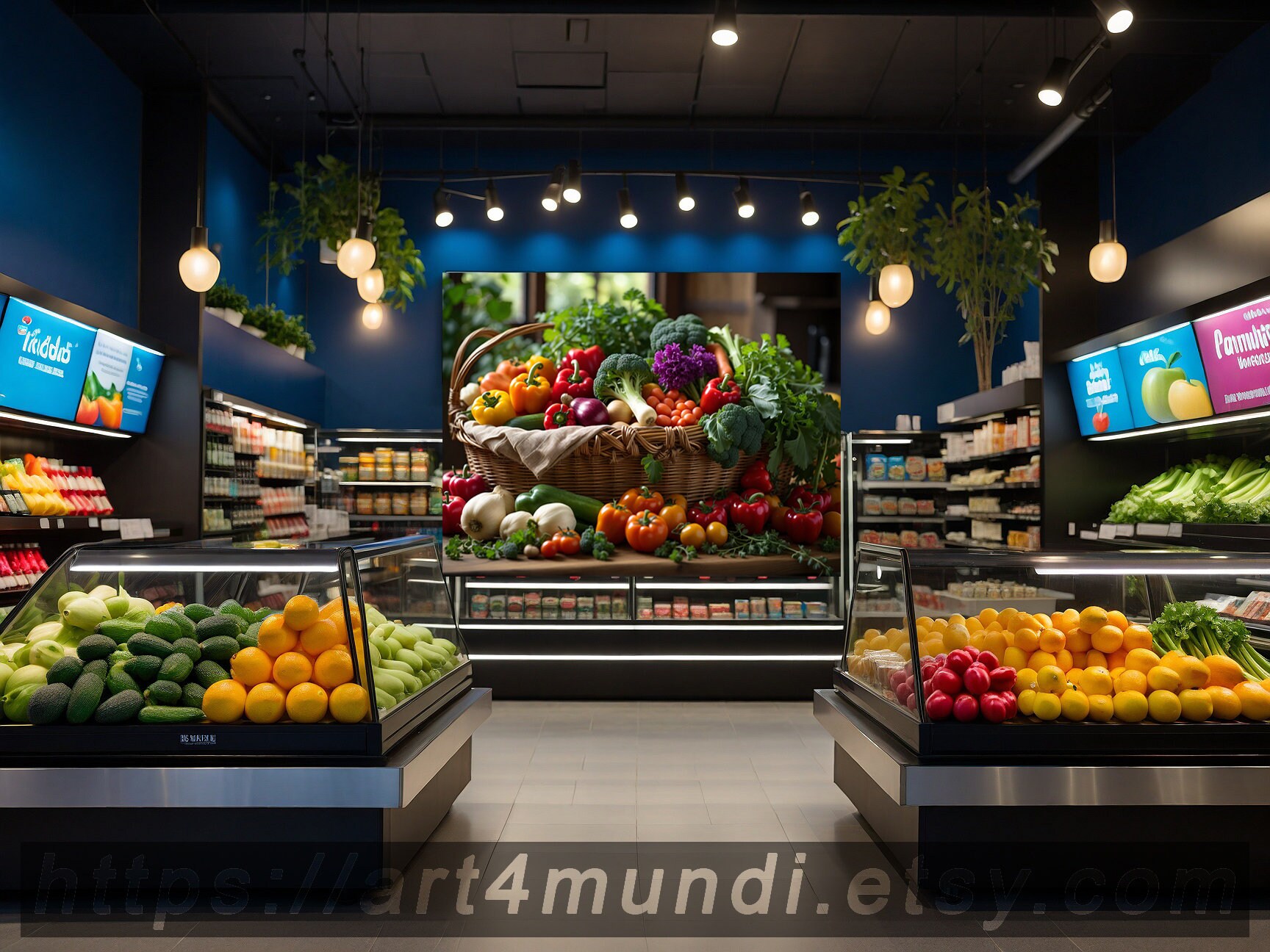 Colorful Vegetables Portrait Digital Wall Art for Room, AI Digital ...