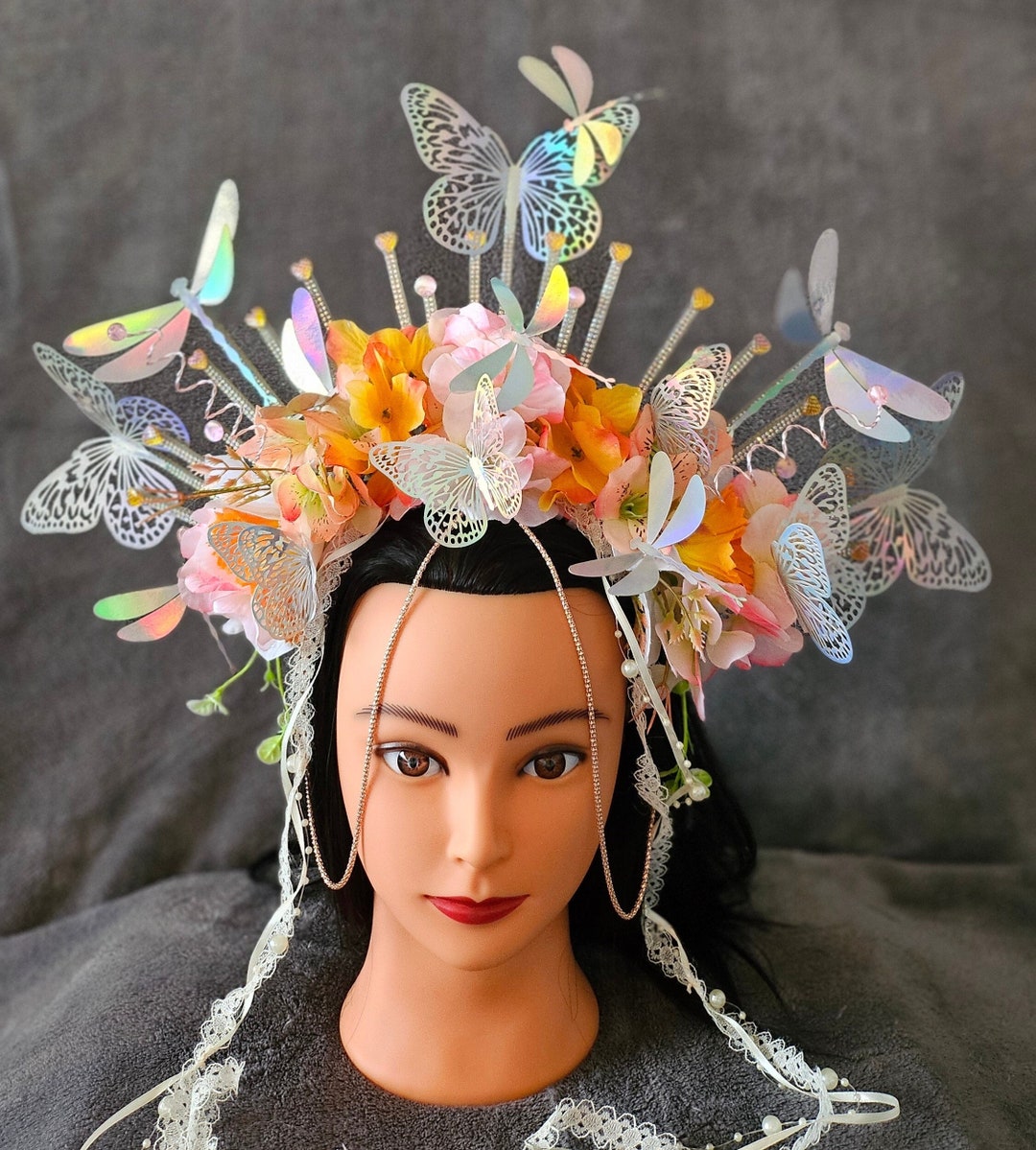 Butterfly Crown LIGHT UP Headpiece Fairy Headband Dragonfly Crown - Etsy