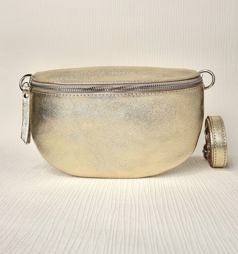 Gold Bum Bag Gold Sling Bag Gold Fanny Bag Real Leather Bag Italian ...
