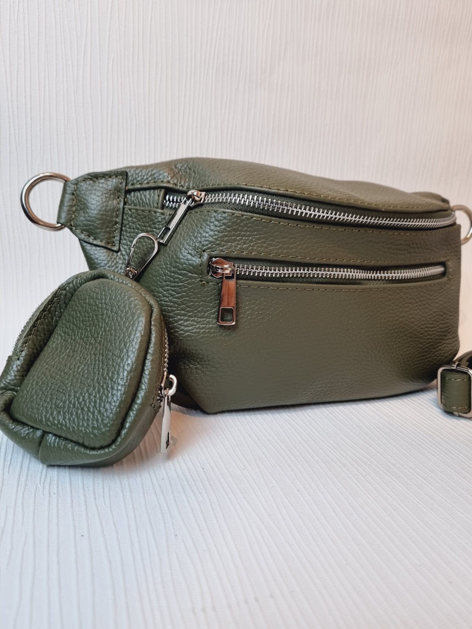 Olive Green Bum Bag/green Sling Bag/olive Fanny Bag/ Real Leather Bag ...