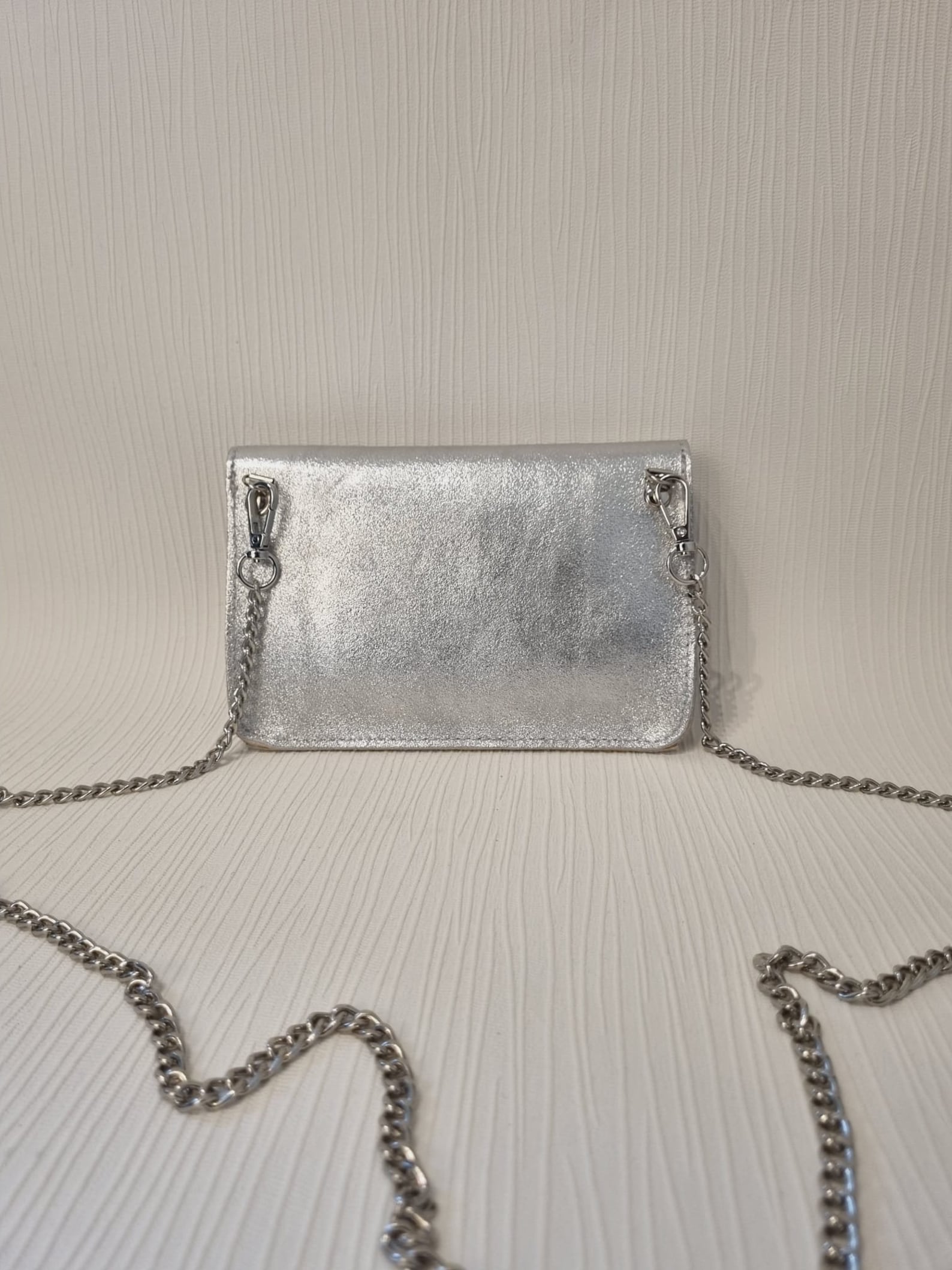 Real Leather Silver Clutch Bag, Silver Evening Bag, Silver Party Bag ...