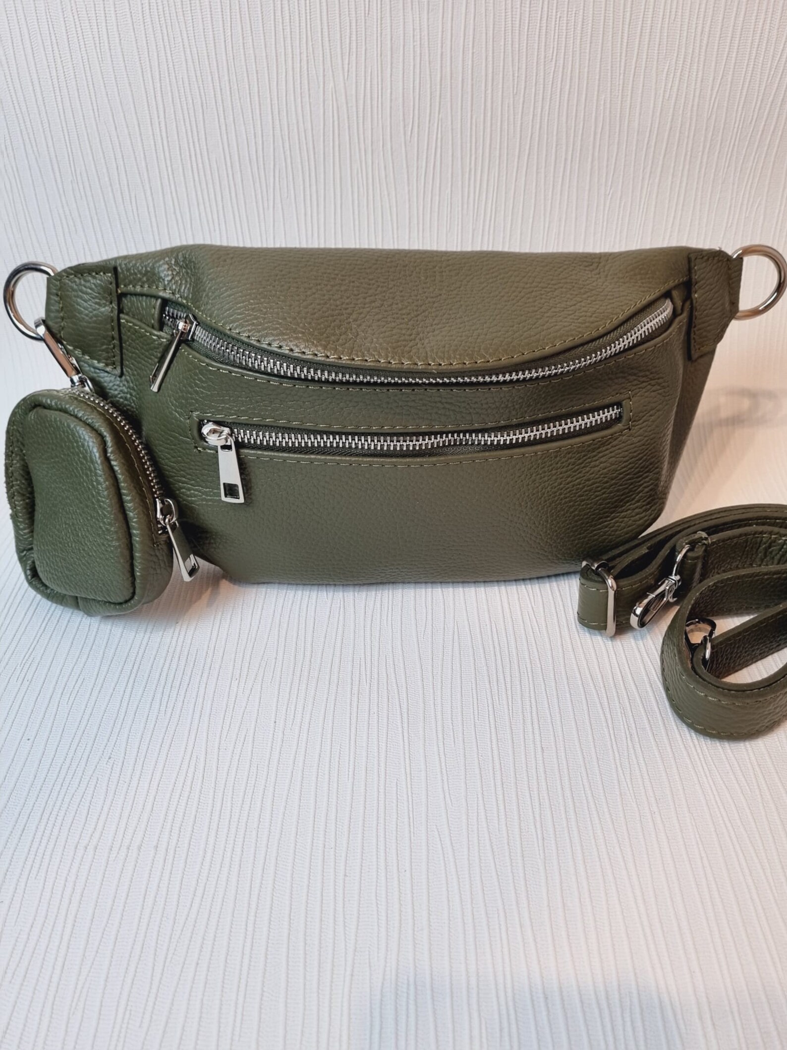 Olive Green Bum Bag/green Sling Bag/olive Fanny Bag/ Real Leather Bag ...