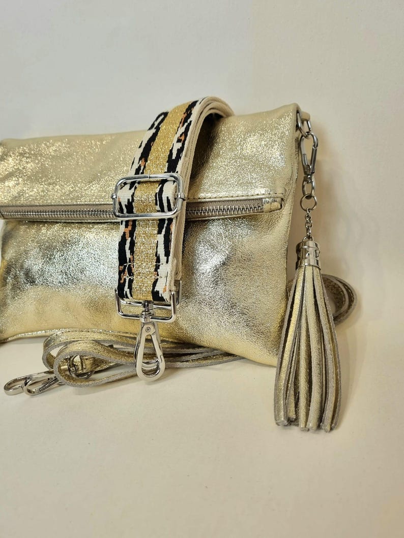 Real Leather Metllic Gold Clutch Bag Gold Evening Bag Gold Leather Bag ...