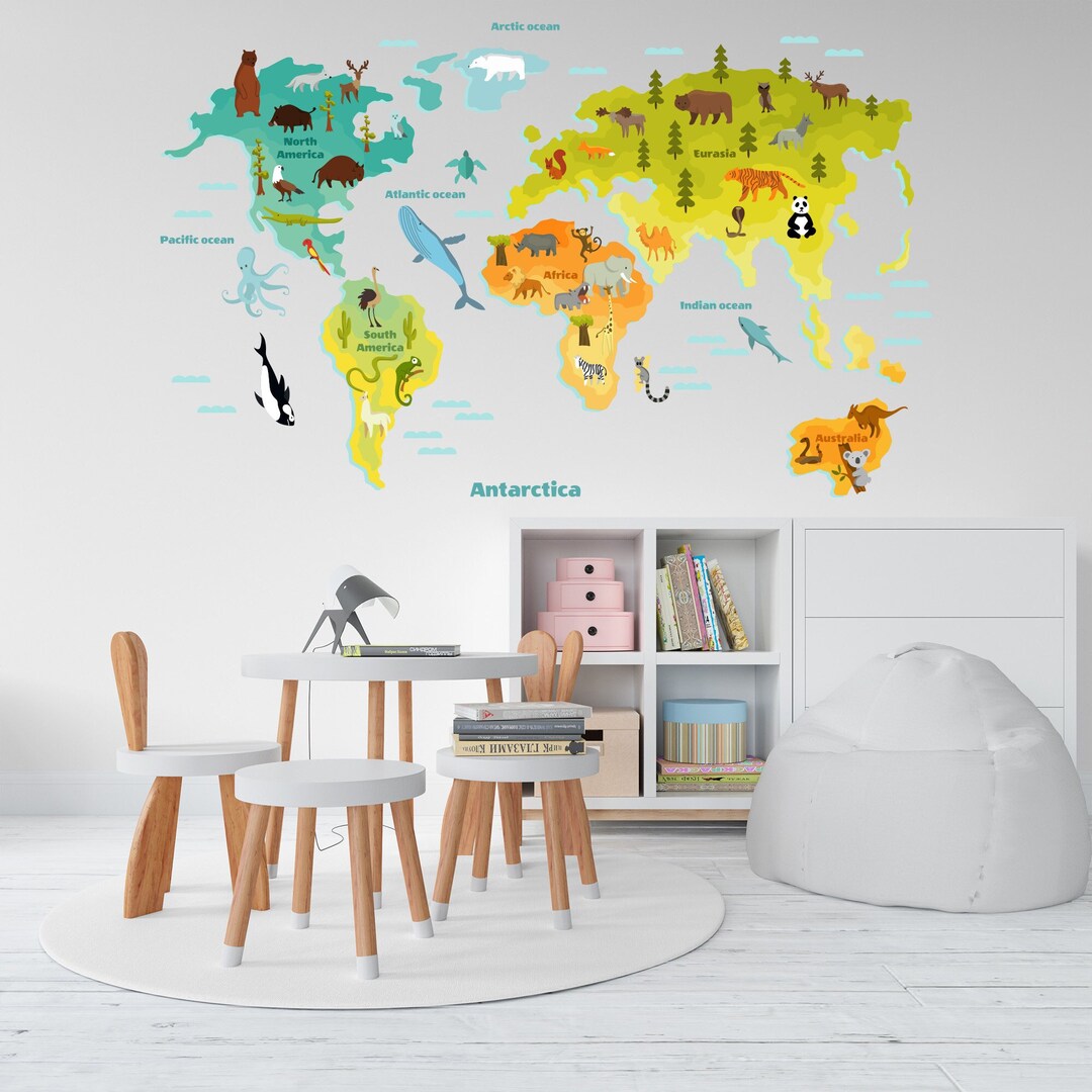 Nursery World Map Educational World Map World Map for Kids - Etsy Australia