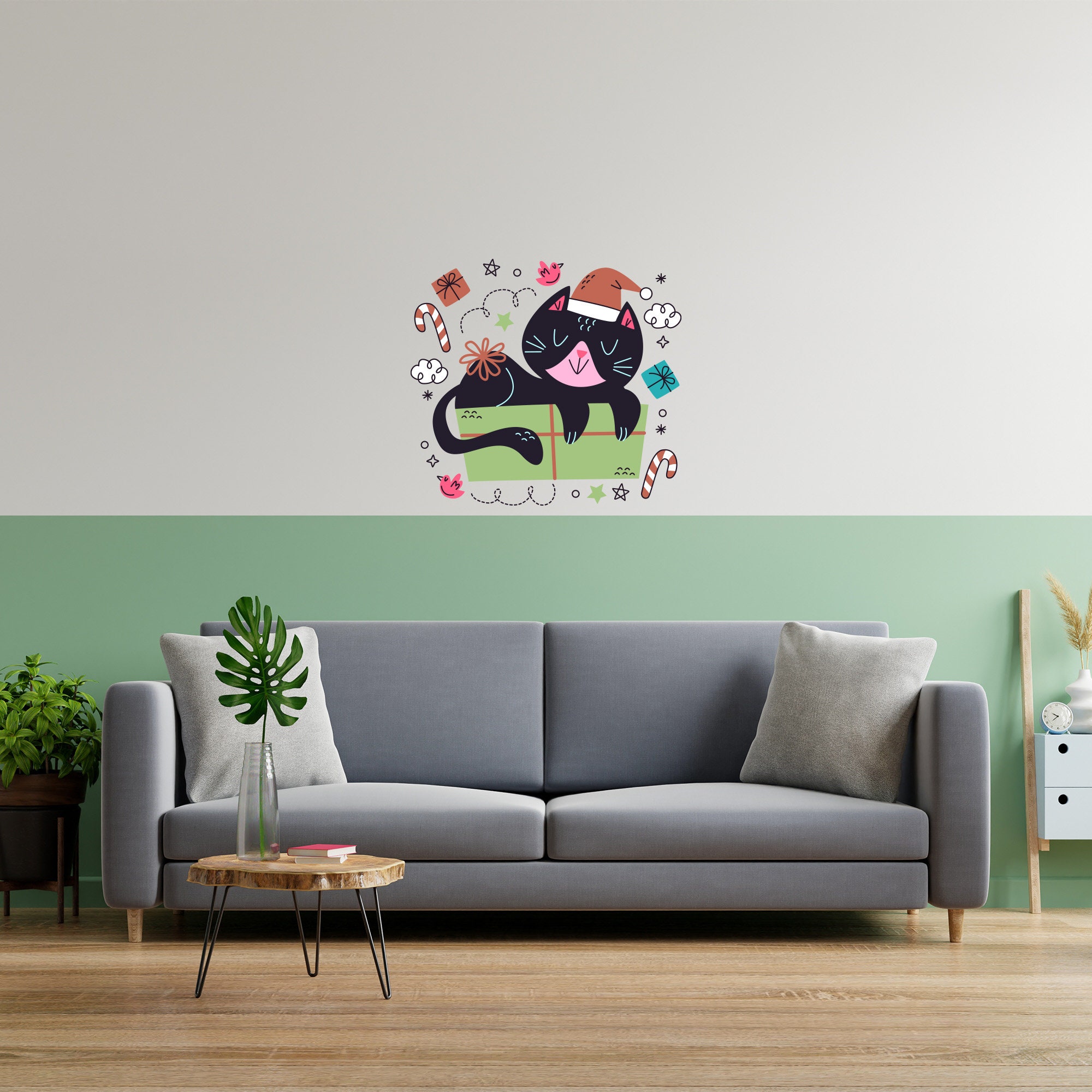 Kitten Wall Decal Set for Kid Room Cats and Stars Mural Cat Sticker for ...