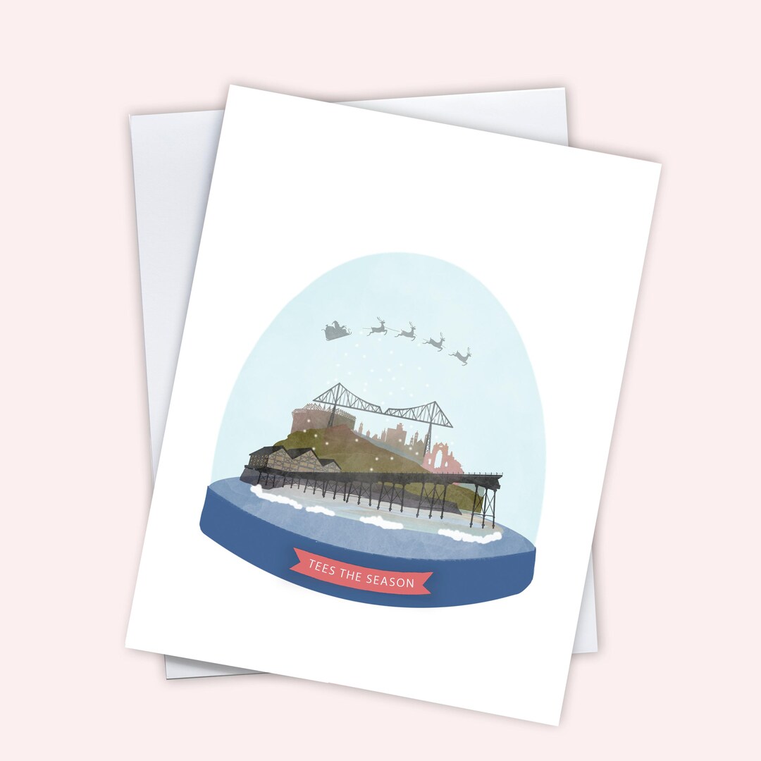 Tees the Season Teesside Snowglobe Christmas Card - Etsy UK