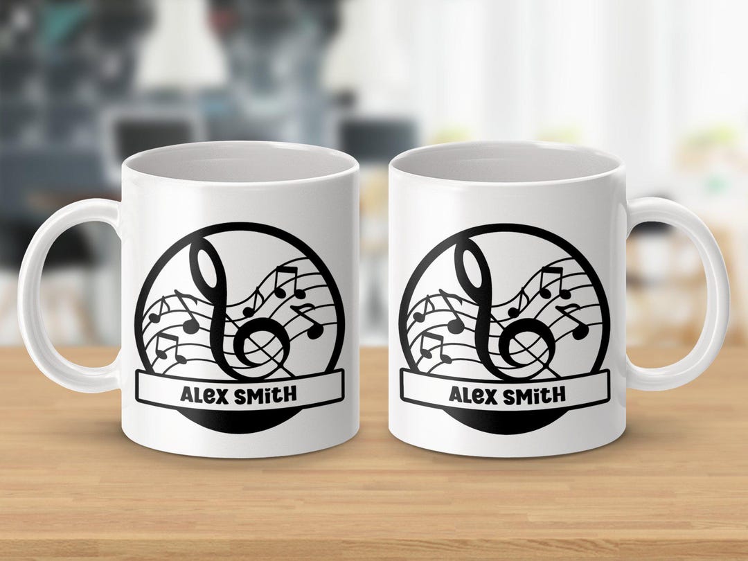 Personalized Music Notes Mug, Custom Name Musical Coffee Cup, 11 Oz and ...