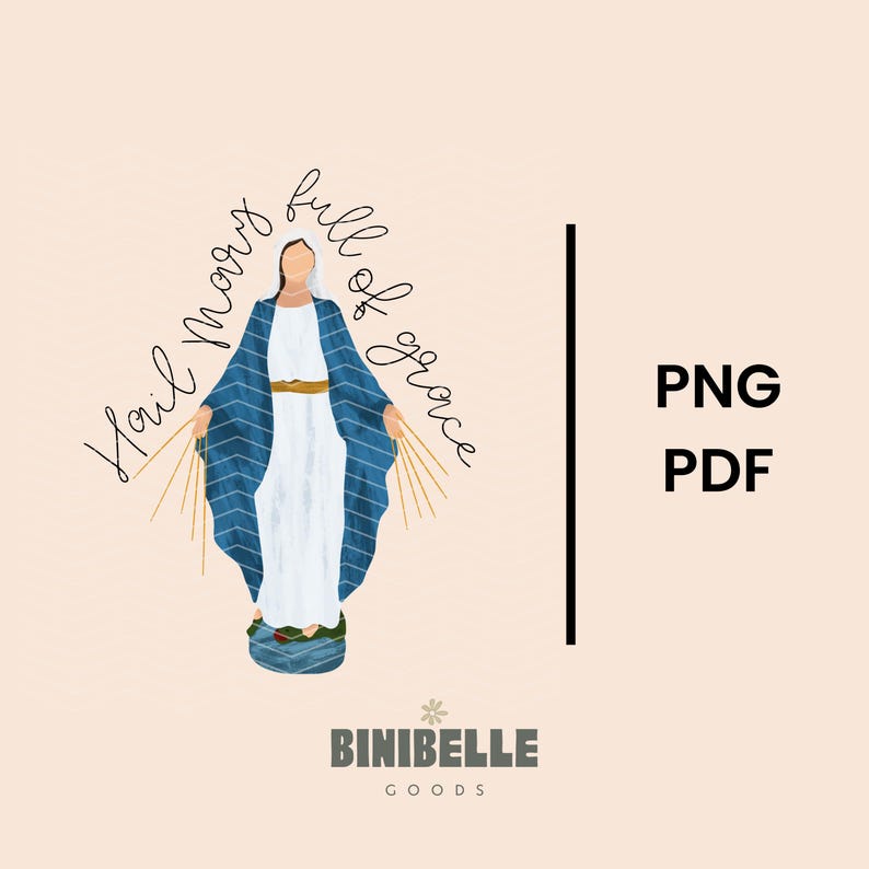 Hail Mary Catholic Graphic: Virgin Mary Sticker (PNG, PDF) - Etsy