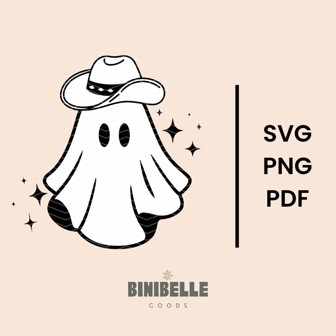 Cowboy Ghost Graphic: Spooky Halloween Sticker, SVG, PNG, PDF - Etsy