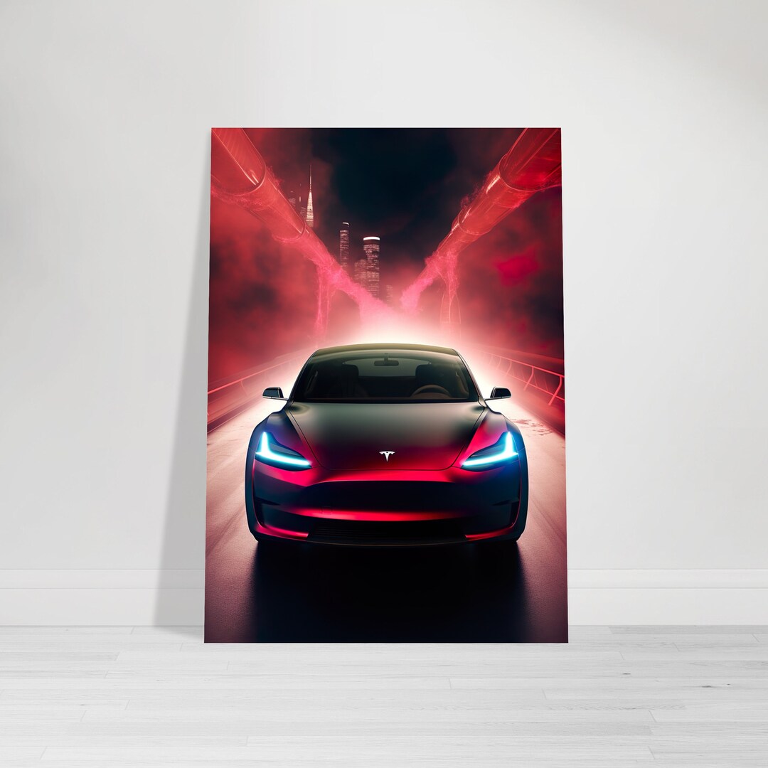 Tesla Custom Illustration Premium Poster Matt/glossy Sports Car, Auto ...