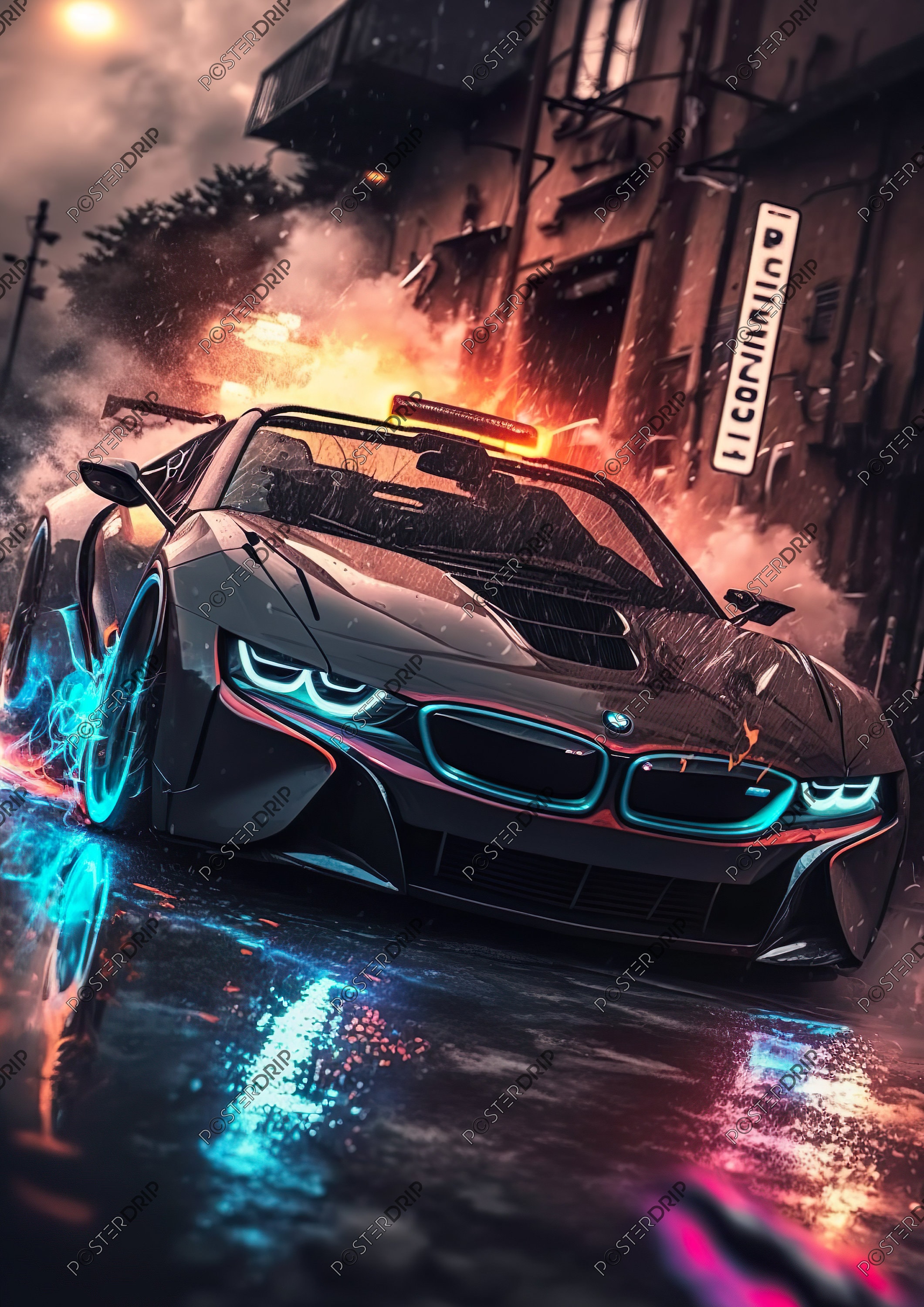 BMW I8 2018 Roadster Custom Illustration Premium Poster - Etsy