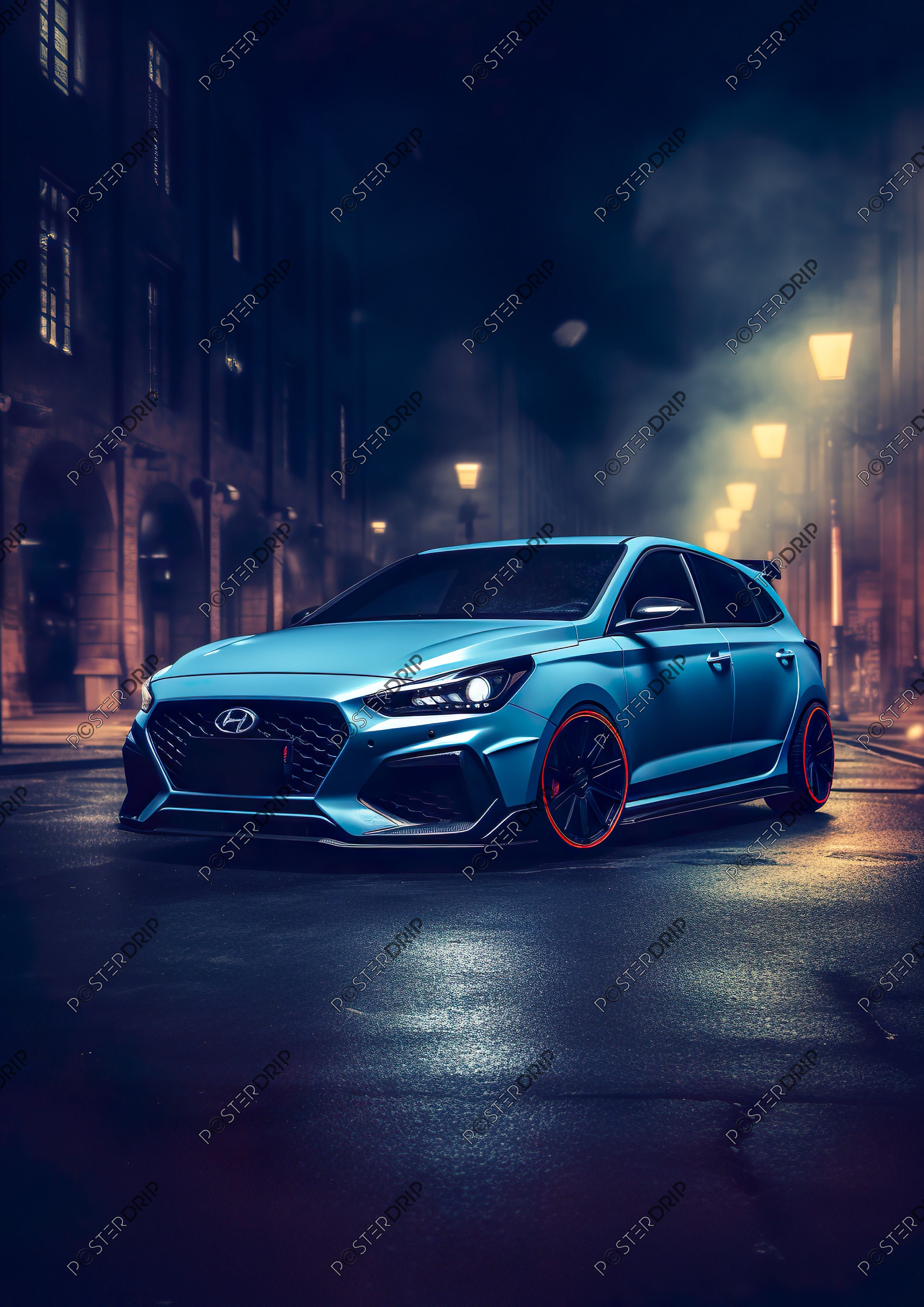 Hyundai I30 N Custom Illustration Premium Poster Matt/glossy Sports Car ...