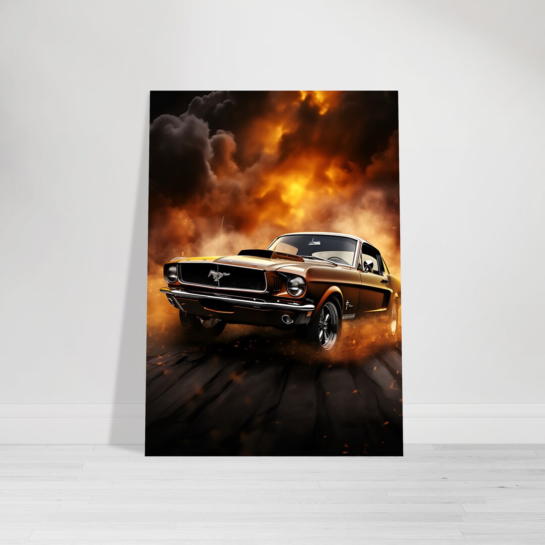 Mustang Classic Car Custom Illustration Premium Poster Matt/glossy ...