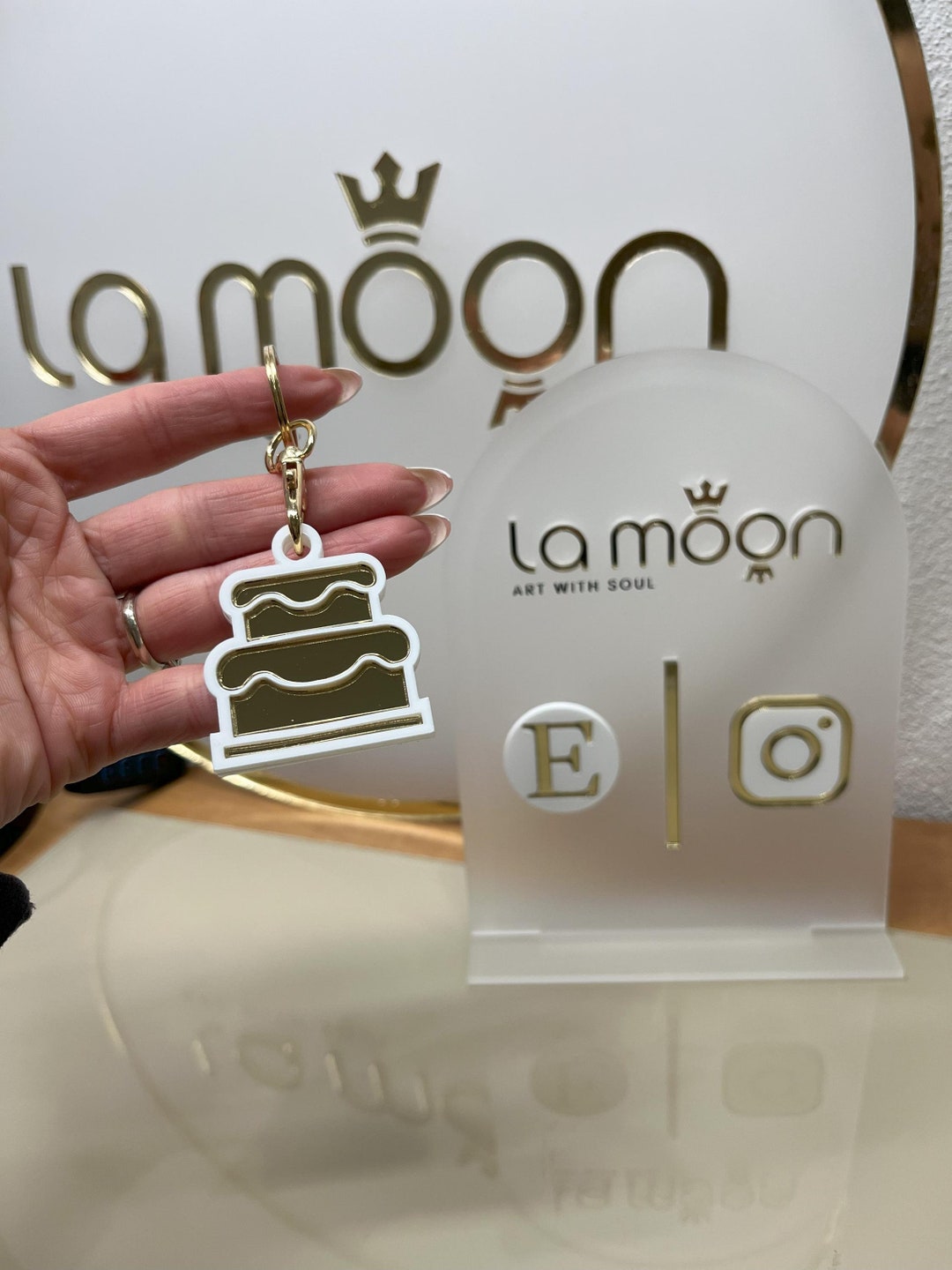 Cake Acrylic Keychain Gateau NFC Keychain Cake Acrylic Mirror Keychain ...