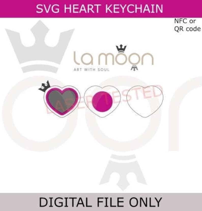Heart Logo Keychain NFC or QR Code Digital SVG File for Laser - Etsy