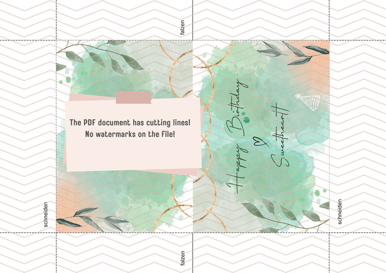 Birthday Card Printable - Sweetheart - Etsy