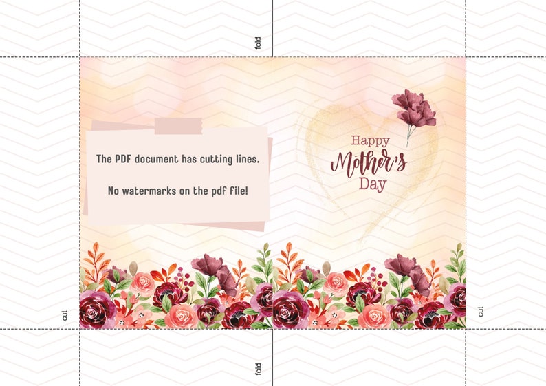 Printable Mothers Day Card Flowers - Etsy