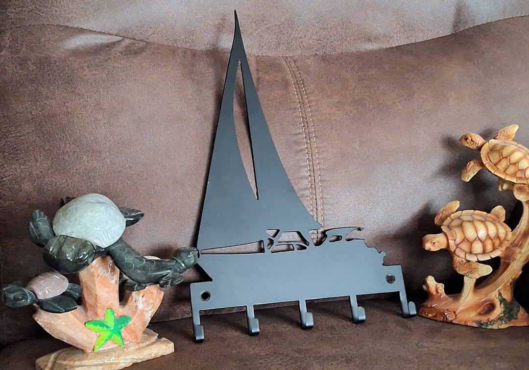 Sailboat Key Holder: Metal Wall Rack, Beach Decor - Etsy