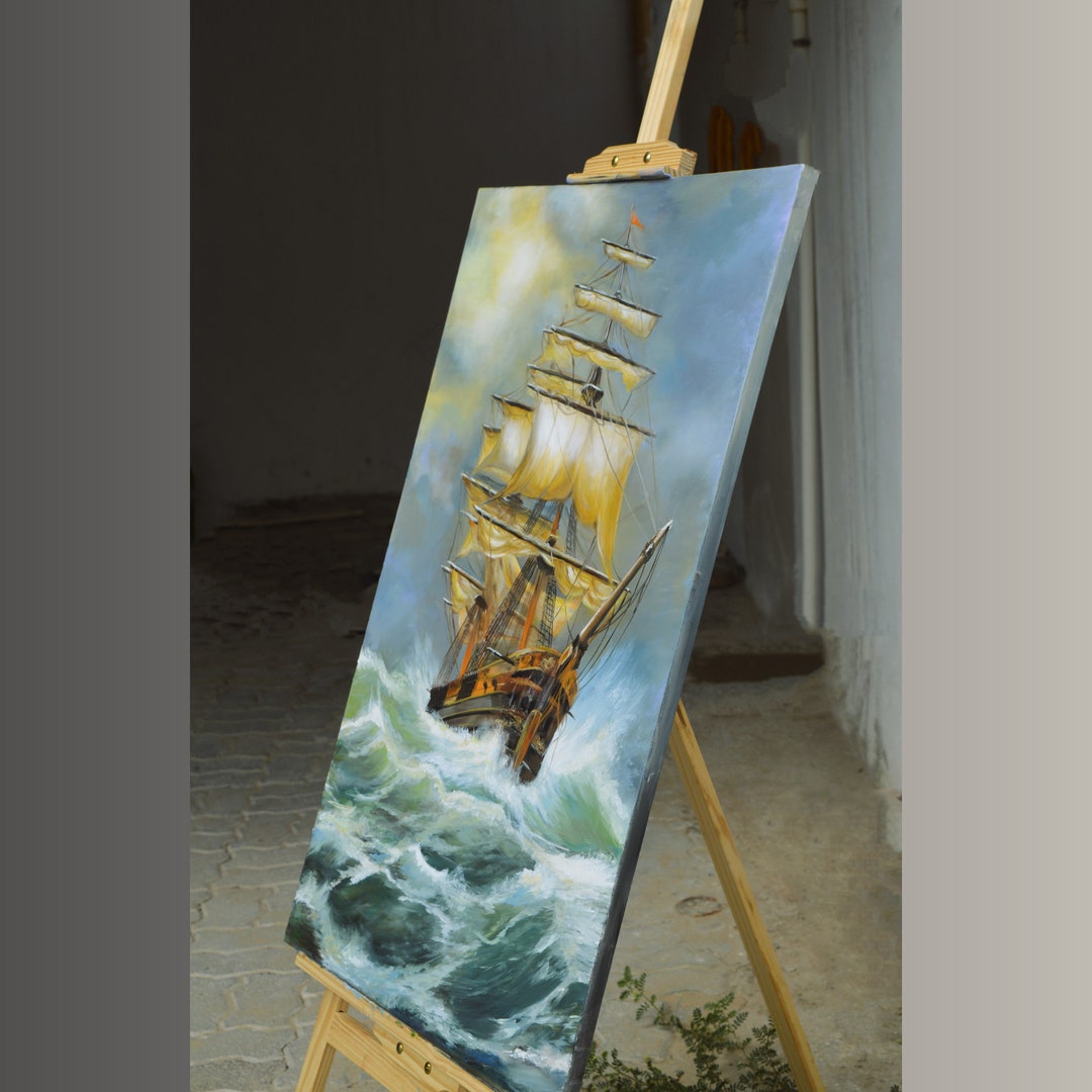 Seafarer's Delight: Sailing Vessel in a Turbulent Sea | Captivating 60 ...