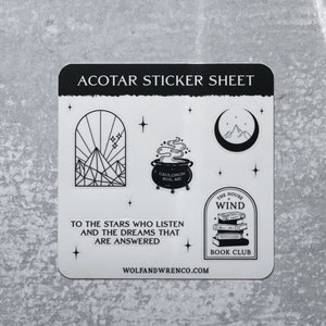 Mini ACOTAR Sticker Sheet, Reading Journal, Kindle Sticker, Bookish ...