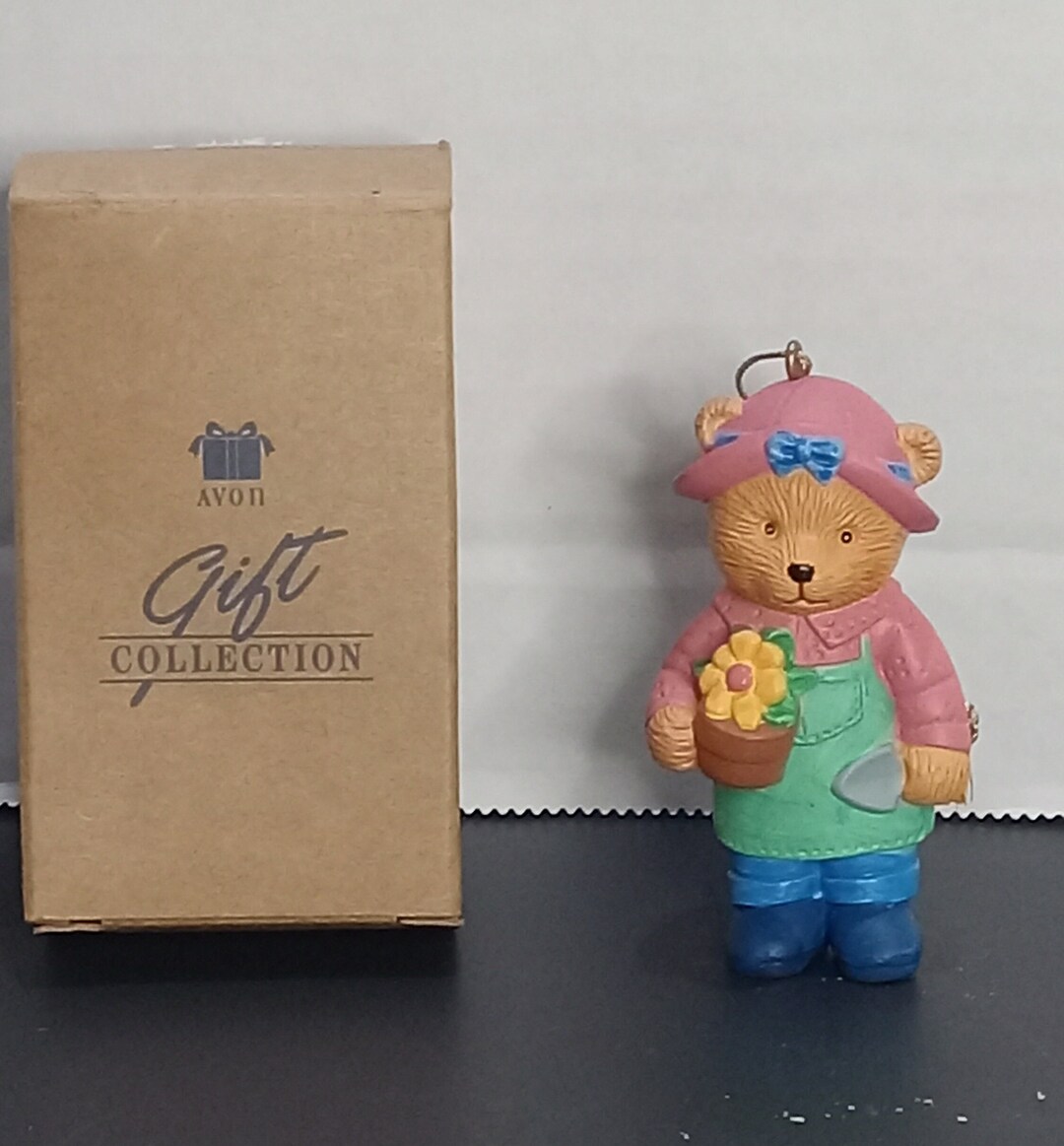 Vintage Avon Bear Christmas Ornament: Gardener Teddy With Box - Etsy