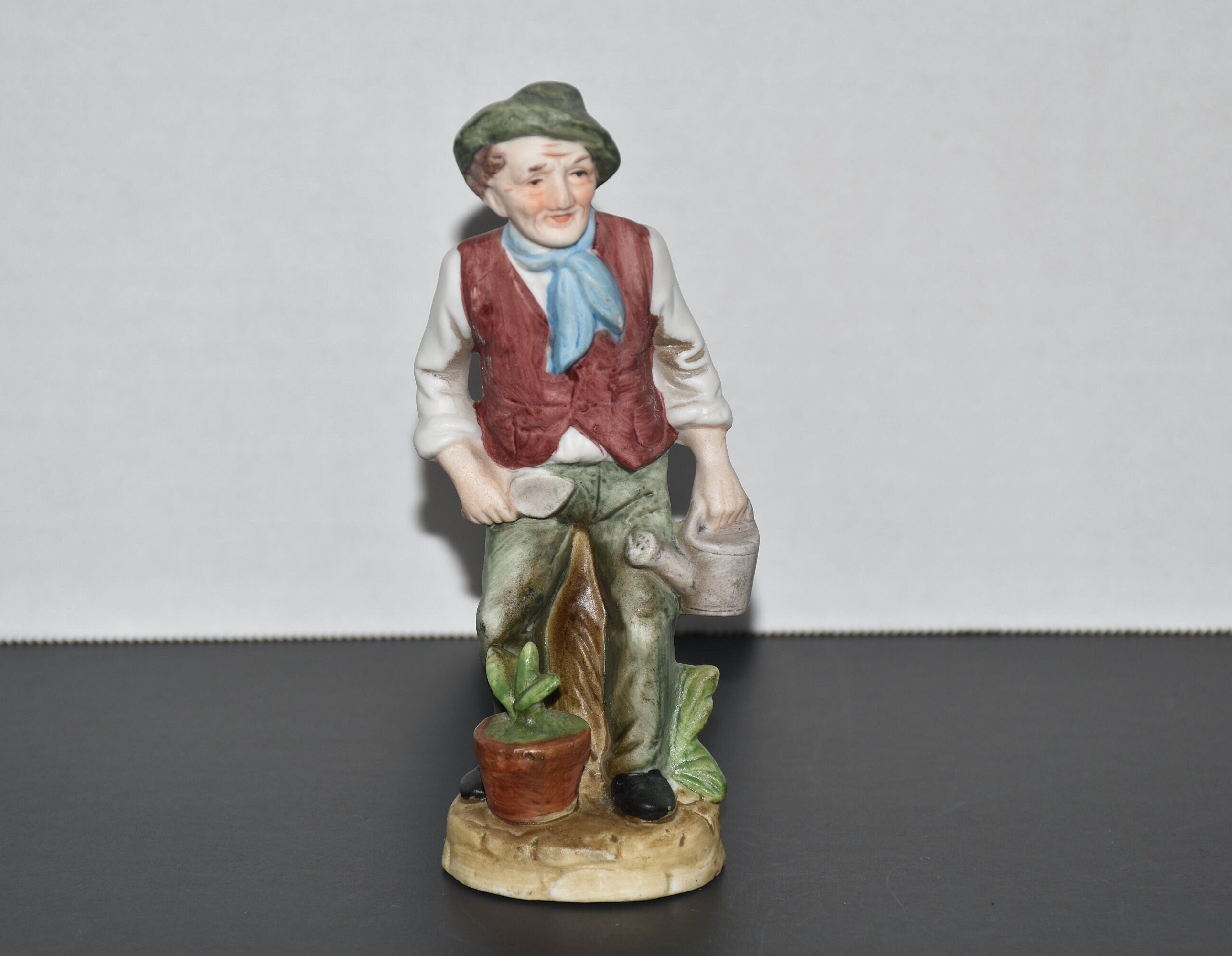 Homco Figurine Old Man With Watering Can and Spade - Etsy