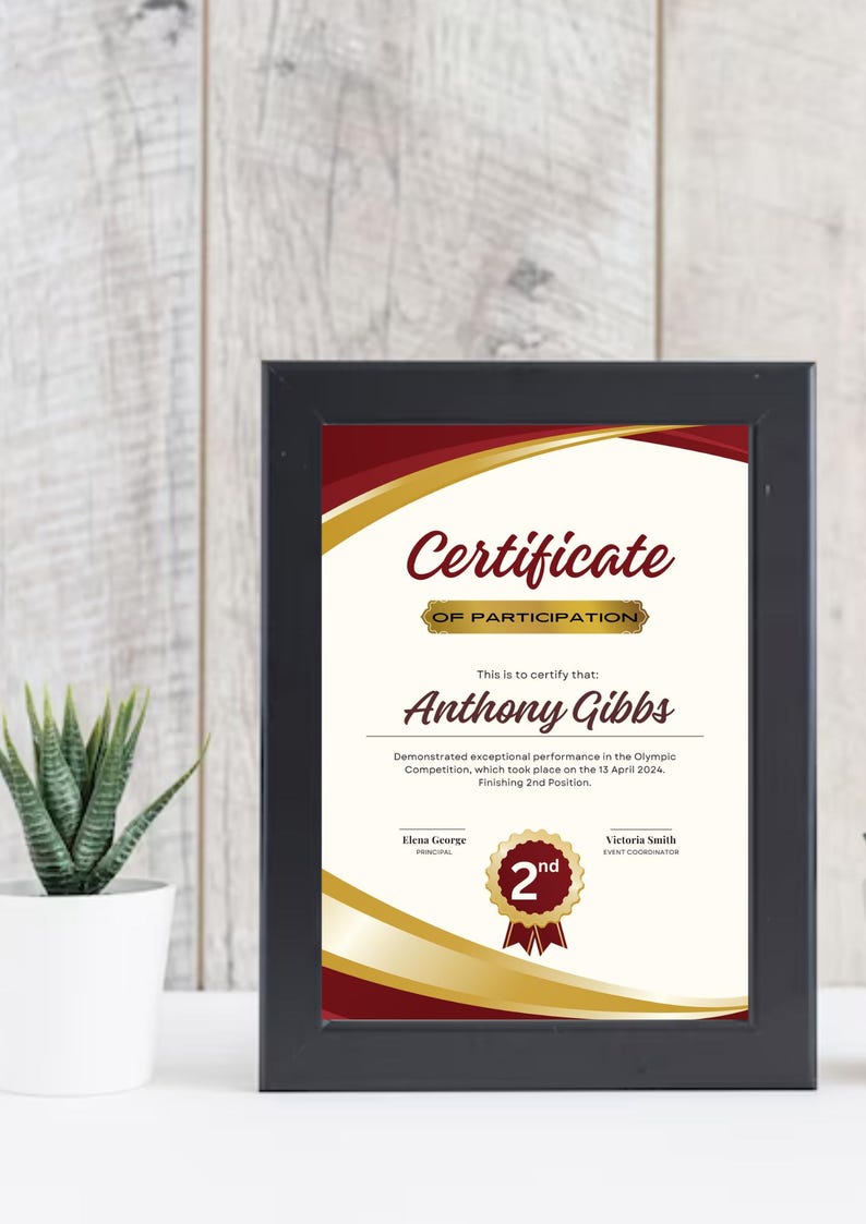 Printable Digital Certificate Download Instant Access for Celebrations ...