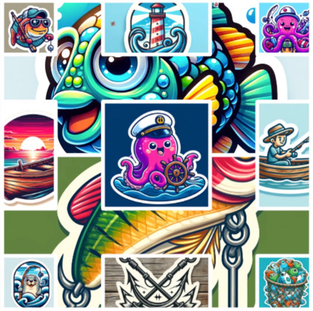 Fishing Frenzy Sticker Collection - Boat / Fishing - 12 Pack of Sticker ...