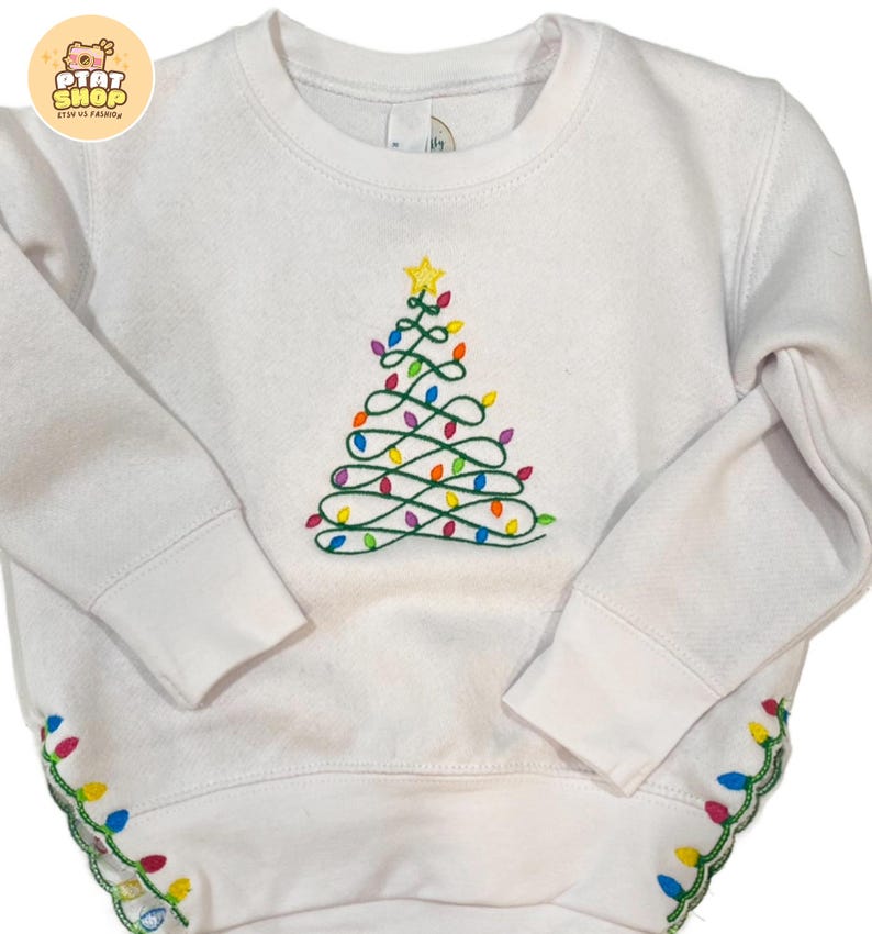 Christmas Tree Light Christmas Embroidered Sweatshirt, Christmas Gift ...