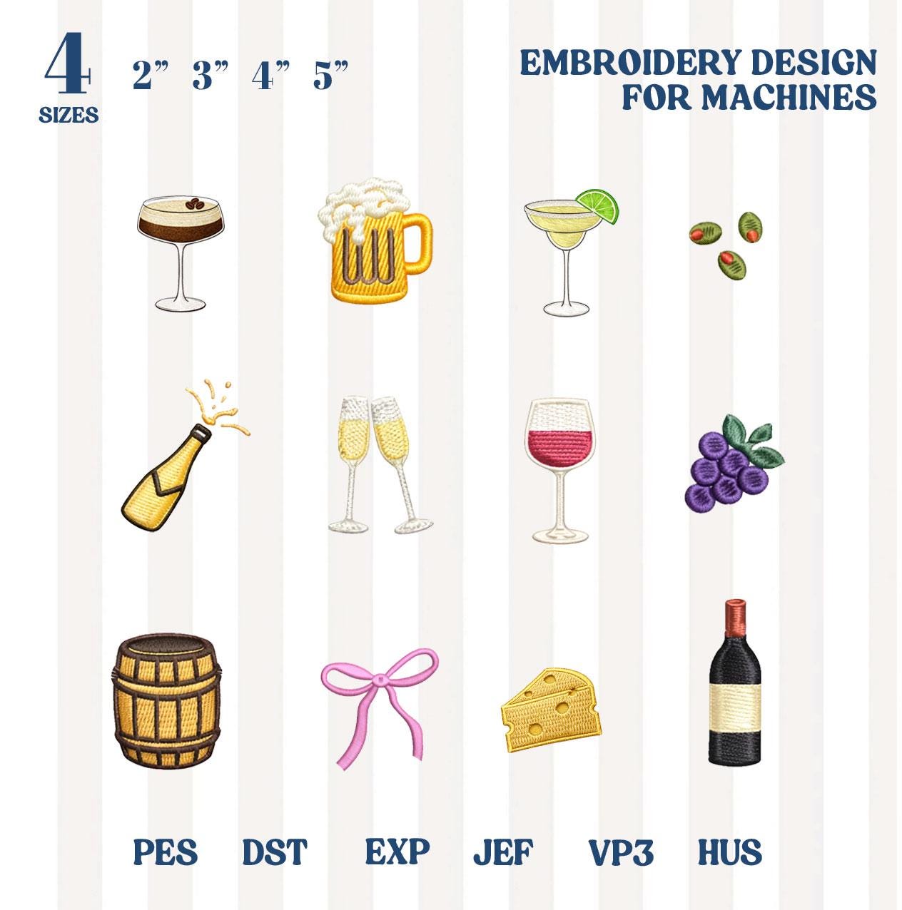 Set Mini Cocktail Drinks Embroidery Designs, Drink Cocktails Machine ...