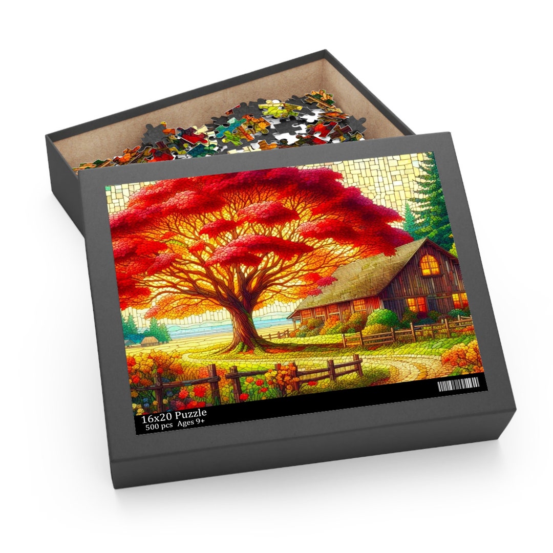 Mosaic Maple Tree Puzzle, Inspiring Colorful Landscape Jigsaw for ...