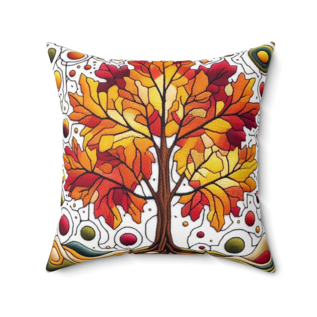 Front and Back Throw Pillow With an Abstract Maple Leaf Design ...