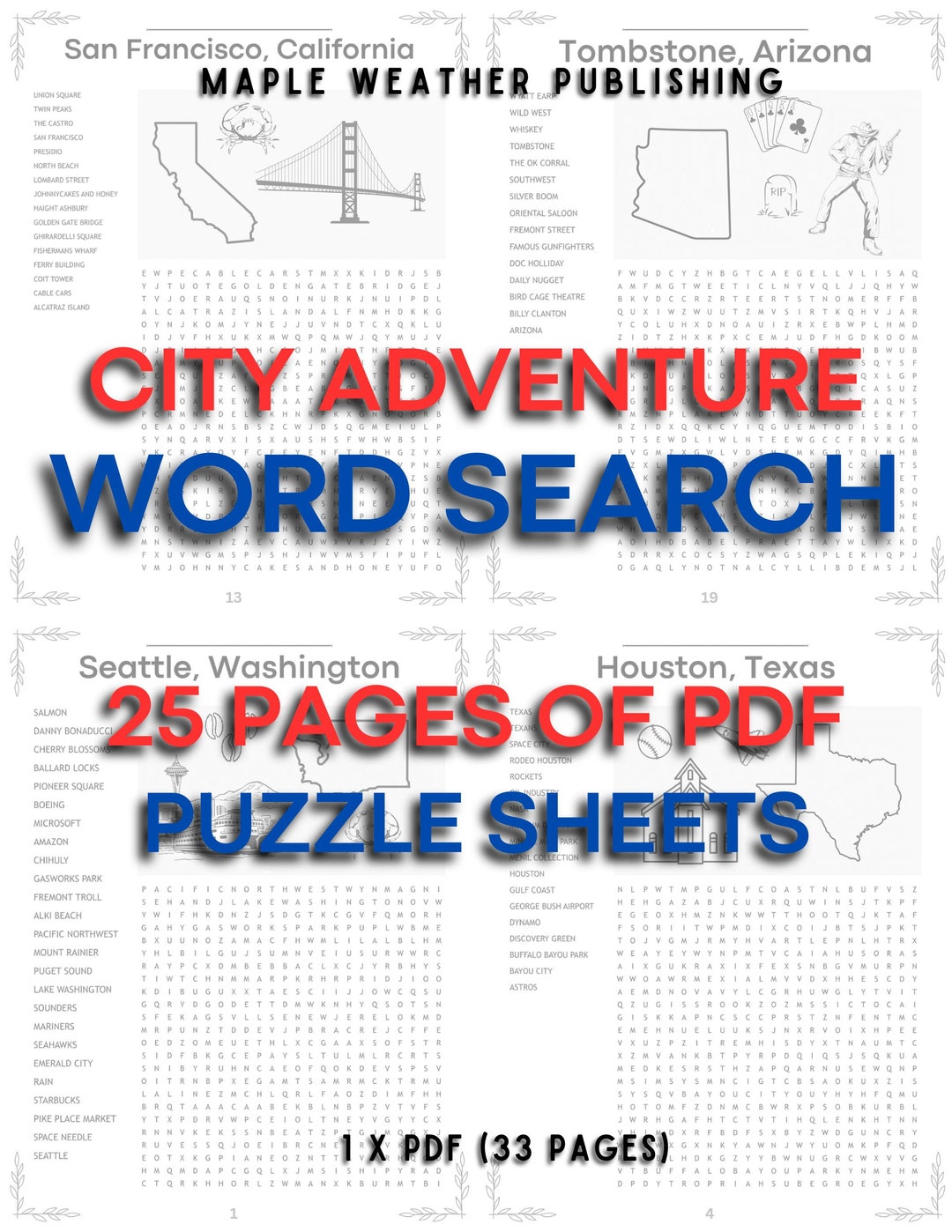City Adventure Word Search PDF | Word Find PDF Word Circle Pdf ...