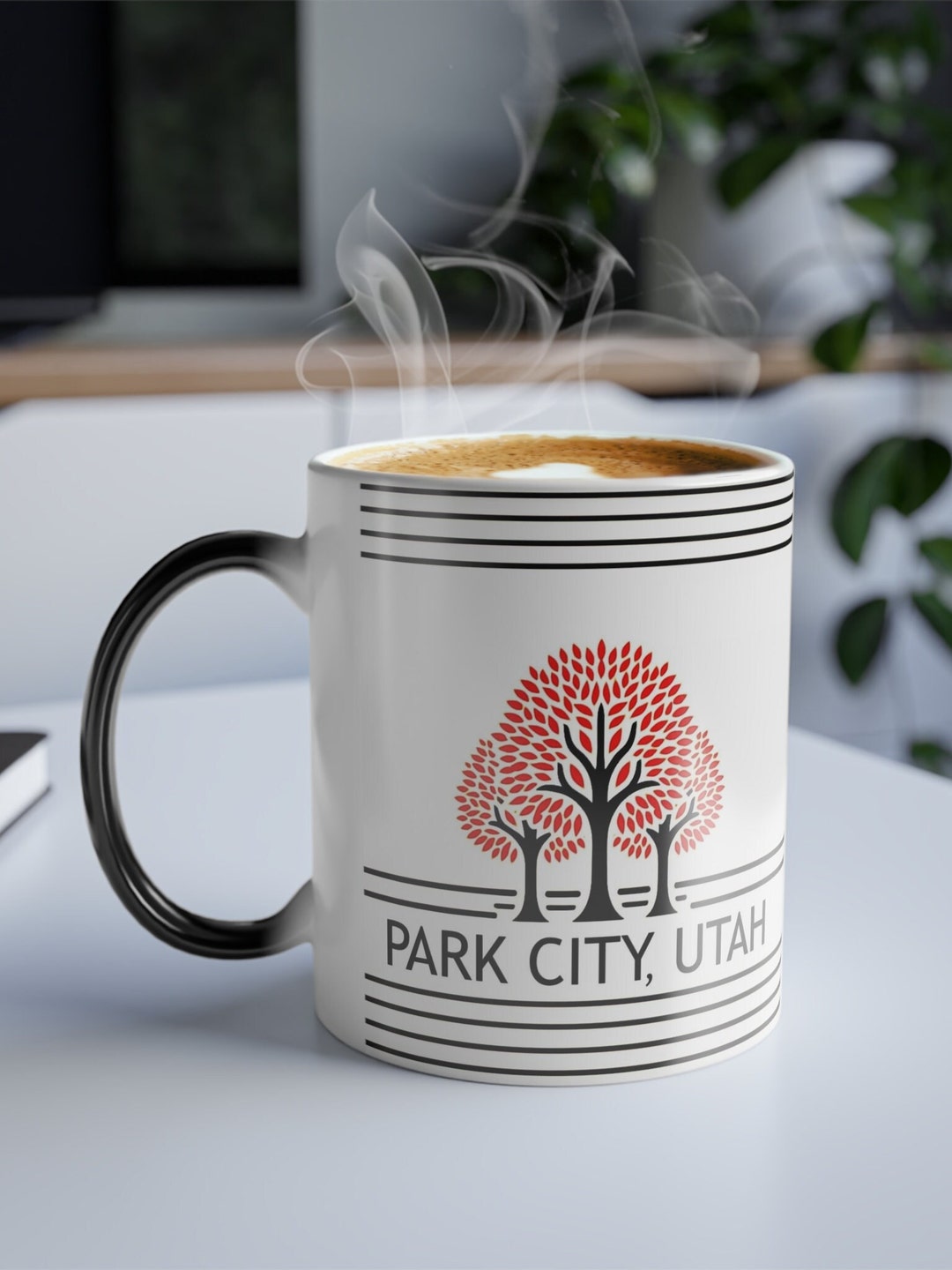 A Magical Color Changing Park City Utah Mug, Abstract Maple Tree Design ...