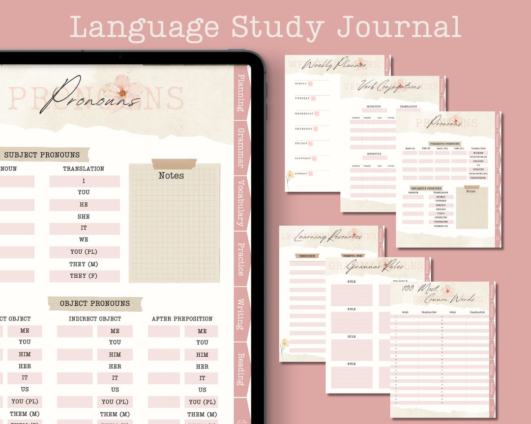 Ultimate Language Study Bundle | Pink Floral | Goodnotes/notability ...