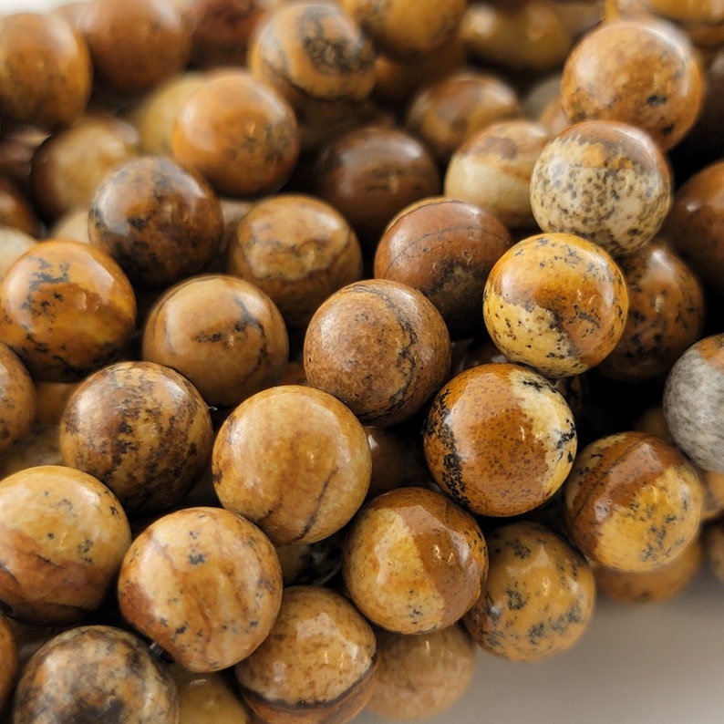 Picture Jasper Beads: Natural Smooth Round Gemstone (4mm 6mm 8mm 10mm ...
