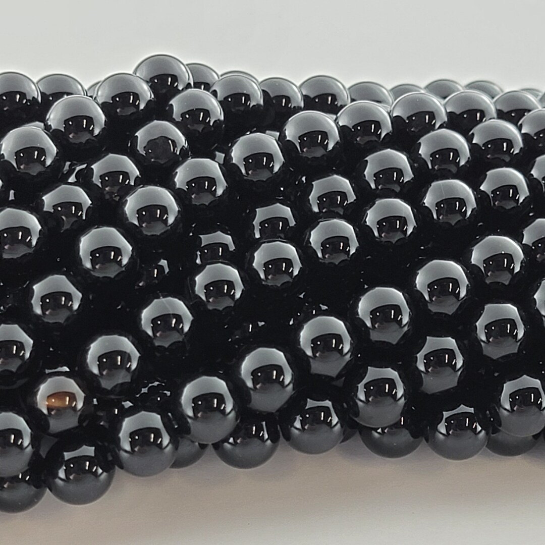 Black Onyx Beads Real Crystal Gemstone Natural Smooth Round Beads 6mm ...